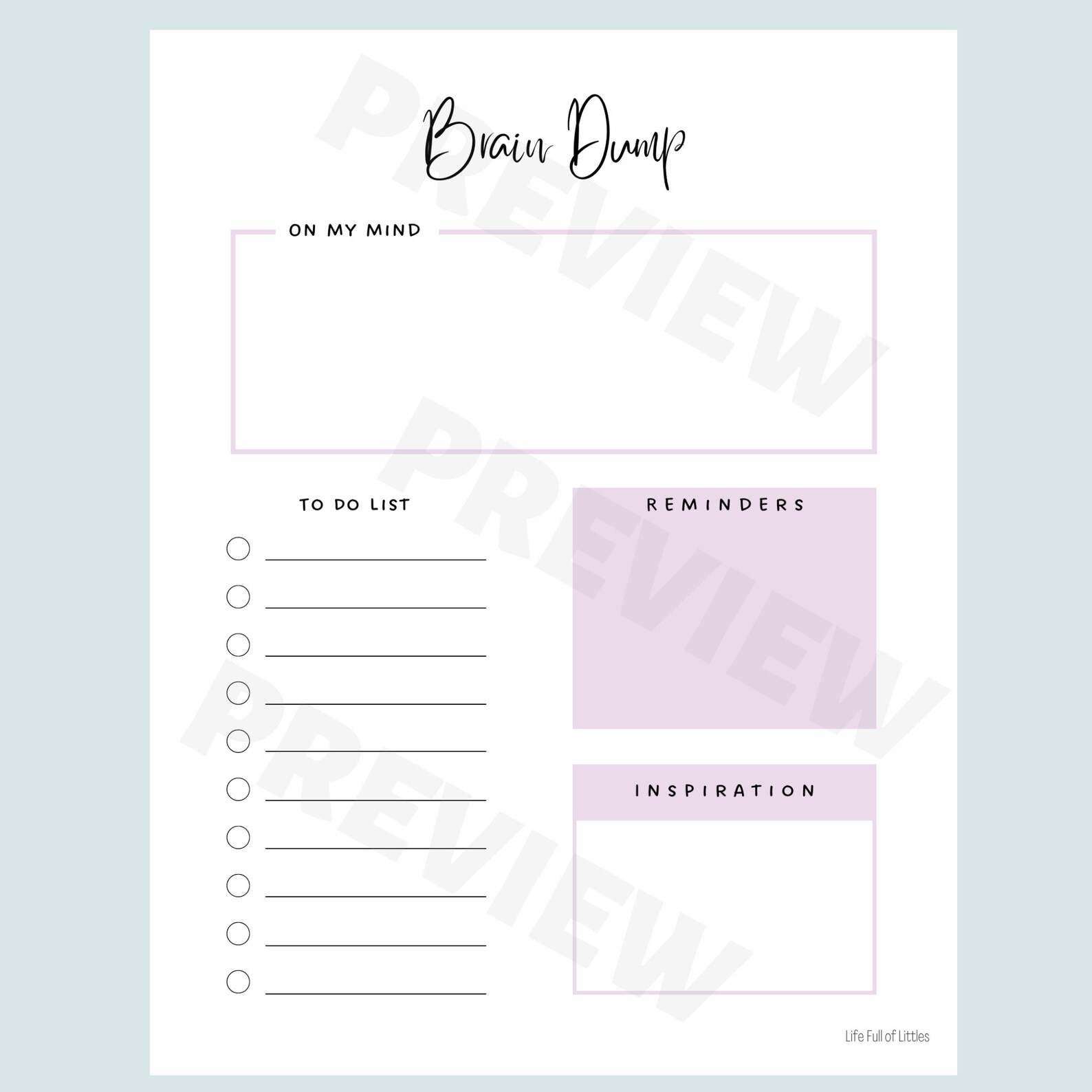 Printable Brain Dump Template - Etsy