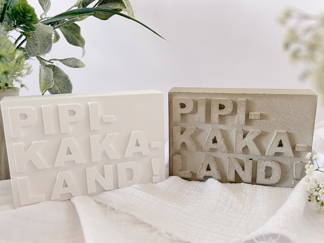 Pipi-kaka-land Sign Handmade Decoration Bathroom Toilet Concrete Raysin ...