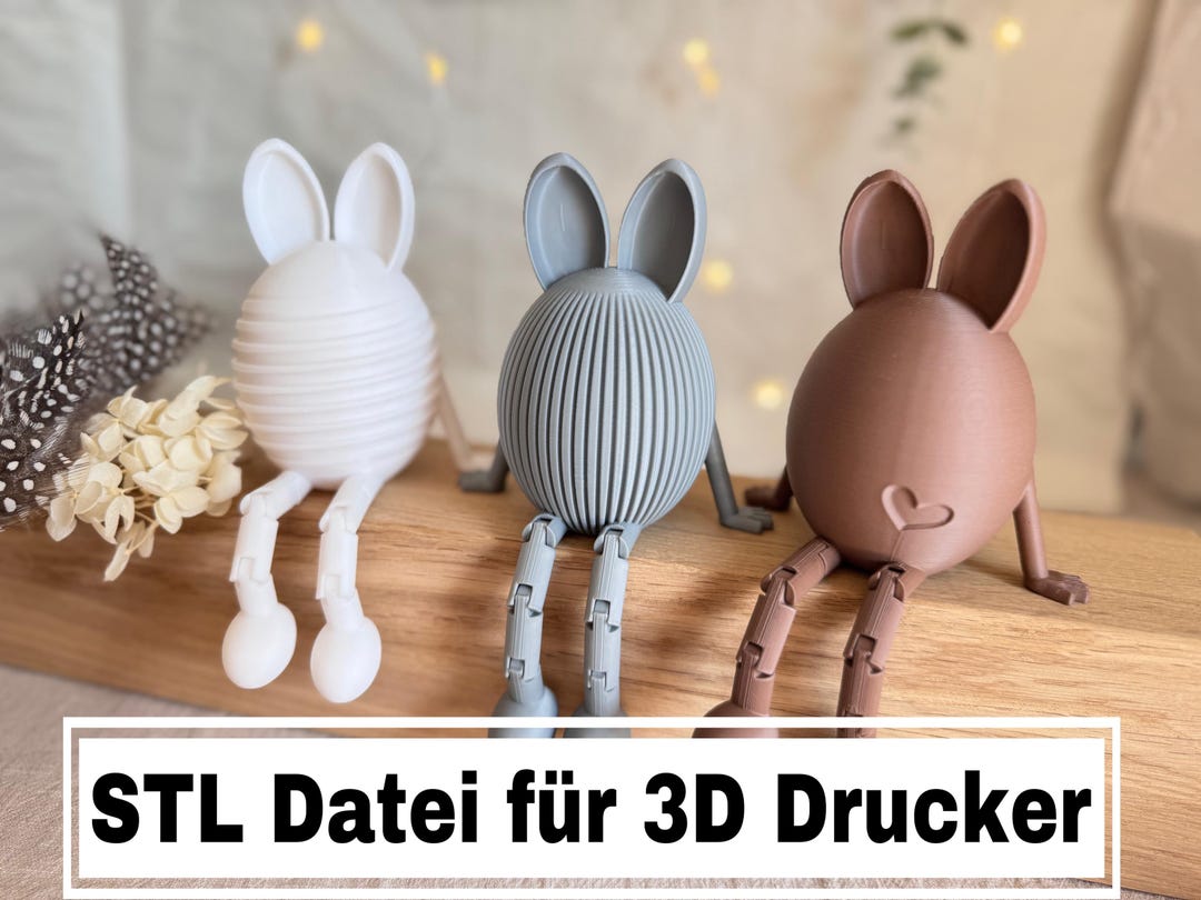 STL Datei 3D Druck | Haseneier | verschiedene Designs | Ostern | Hase | Kantenhocker | sitzend ...