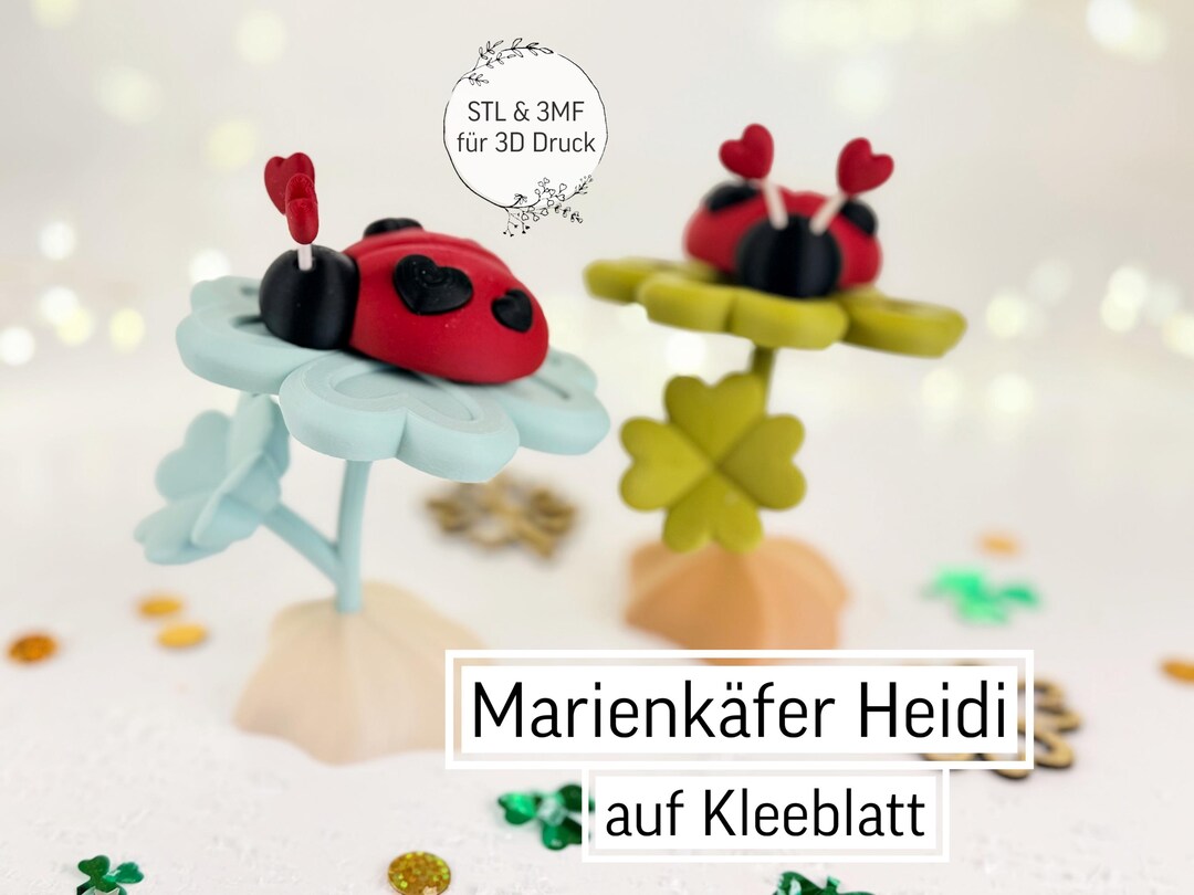 Digital STL File Ladybug Heidi Cloverleaf Figurine | Lucky Charm | New ...