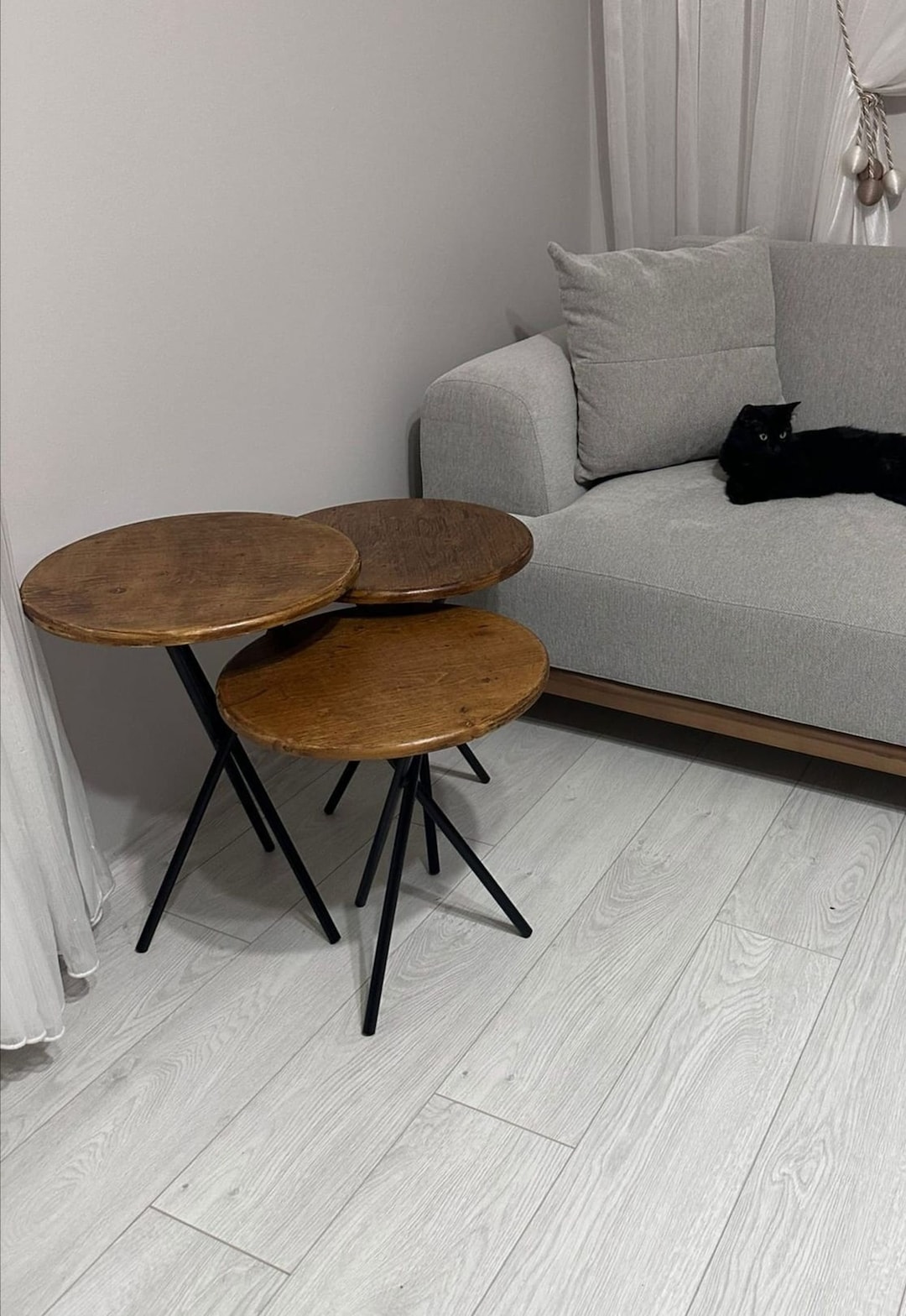 Set of 3 Round Metal Legs Coffee Table Living Room Furniture - Etsy