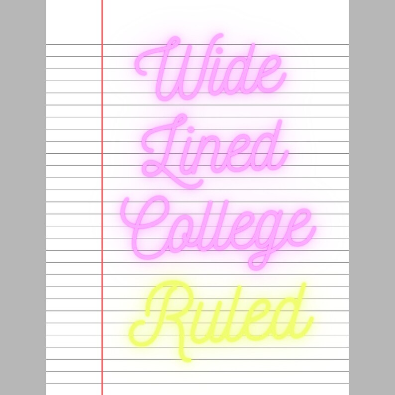 Printable Lined Paper Bundle for Elementary School Subjects.wide Lined ...