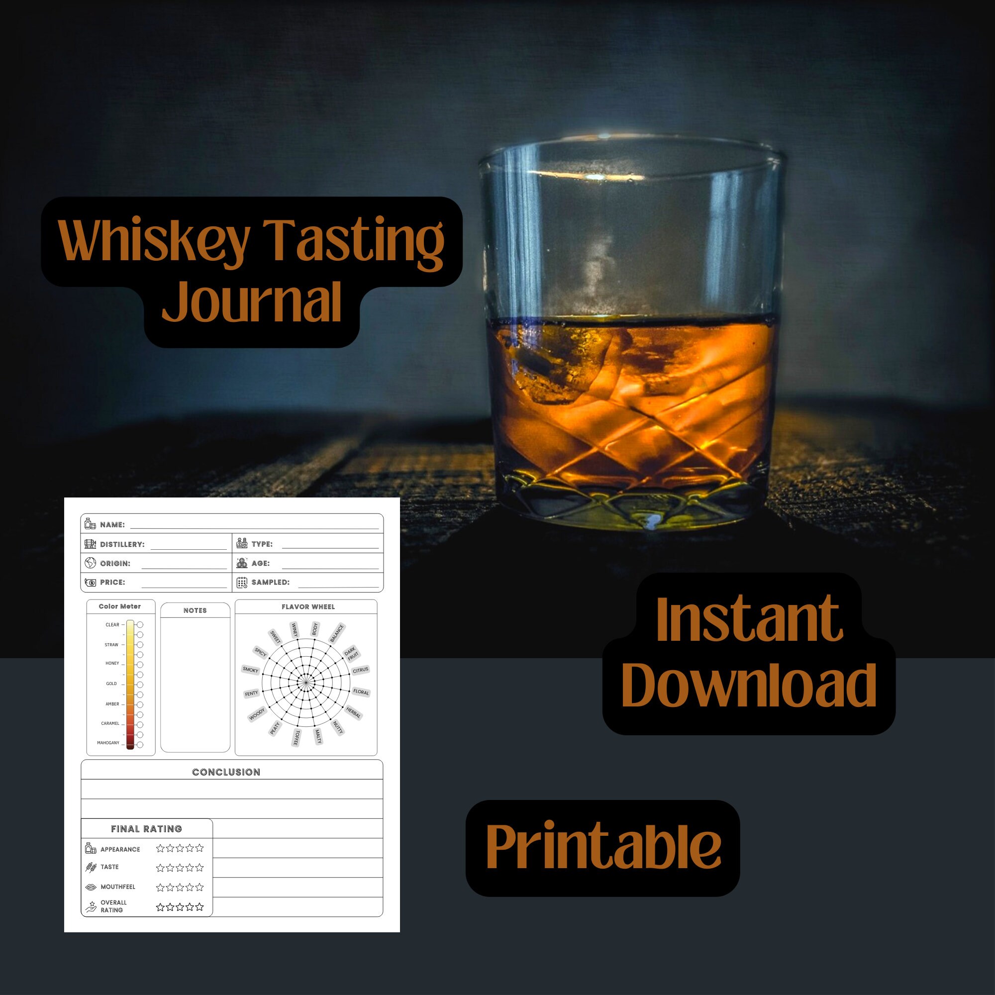 Printable Whiskey Tasting Journal - Etsy