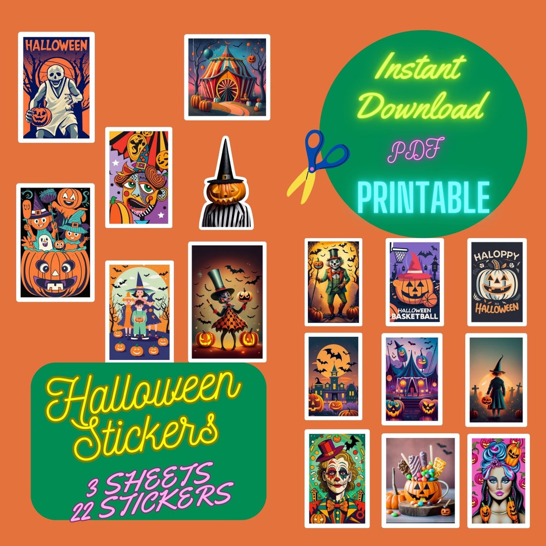 Instant Download Printable Halloween Themed Stickers Sheets - Etsy