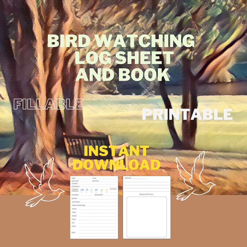 Instant Download ,digital Fillable and Printable Bird Watching Log ...