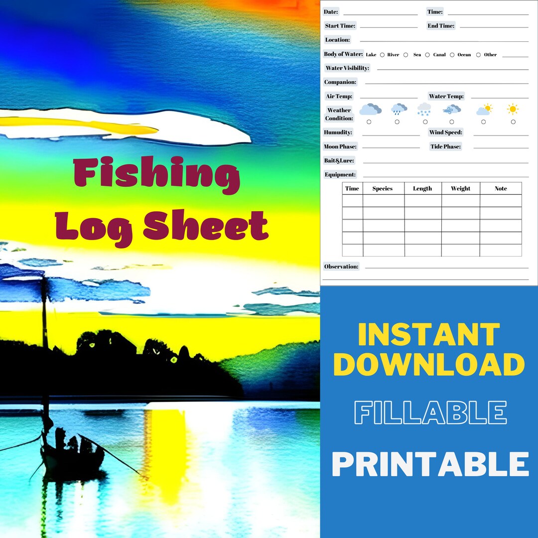 Instant Download,digital Fillable and Printable Fishing Log Sheet - Etsy