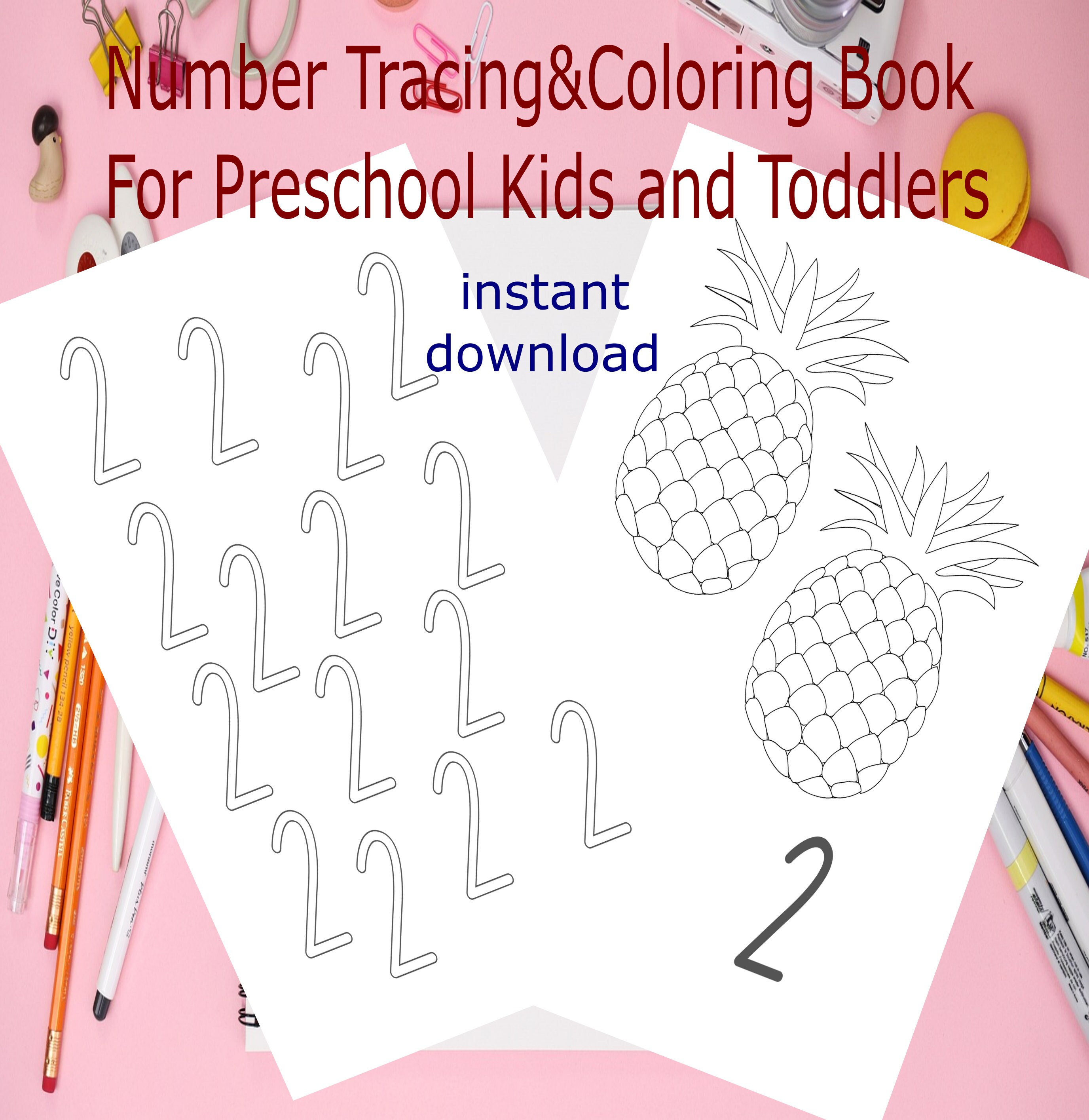 Printable Number Tracing&coloring Sheets for Preschool Kids - Etsy