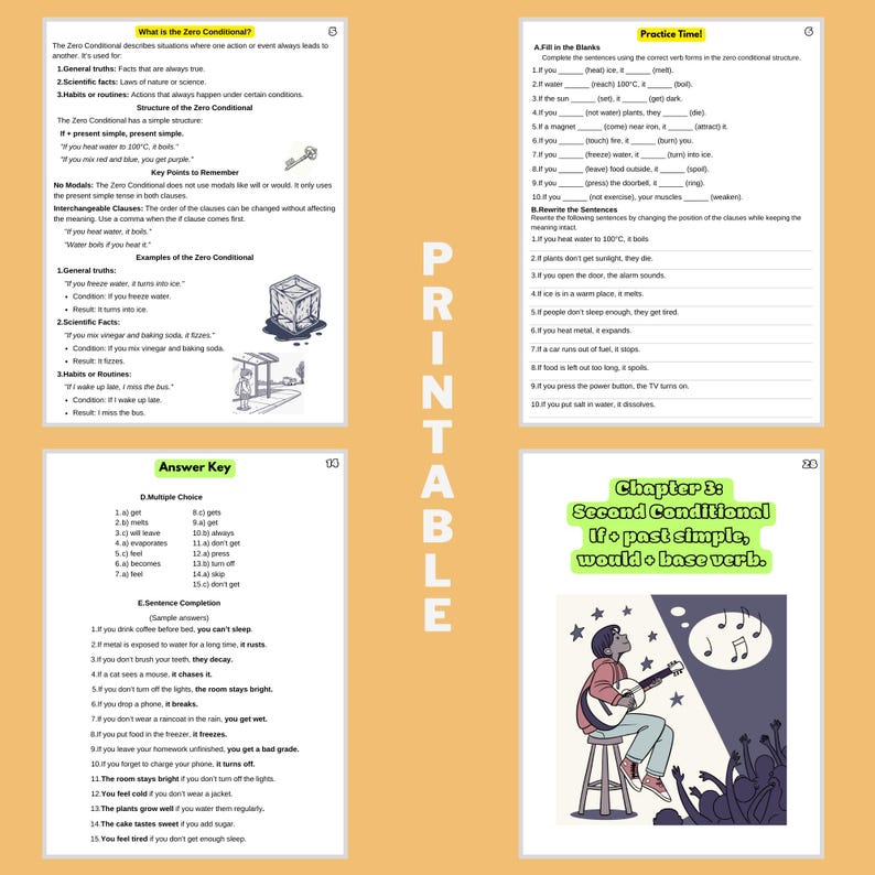 Conditional Clauses Grammar Workbook | Printable and Fillable PDF ...