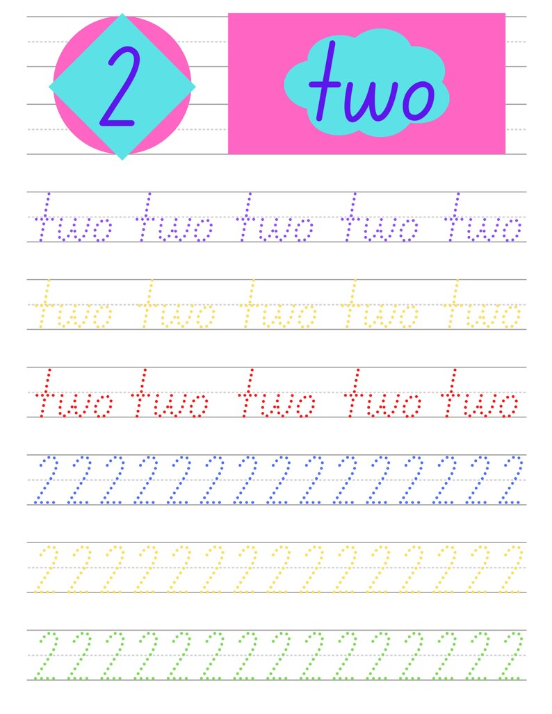 Numbers & Words Tracing Workbook: Instant Download Handwriting Practice ...