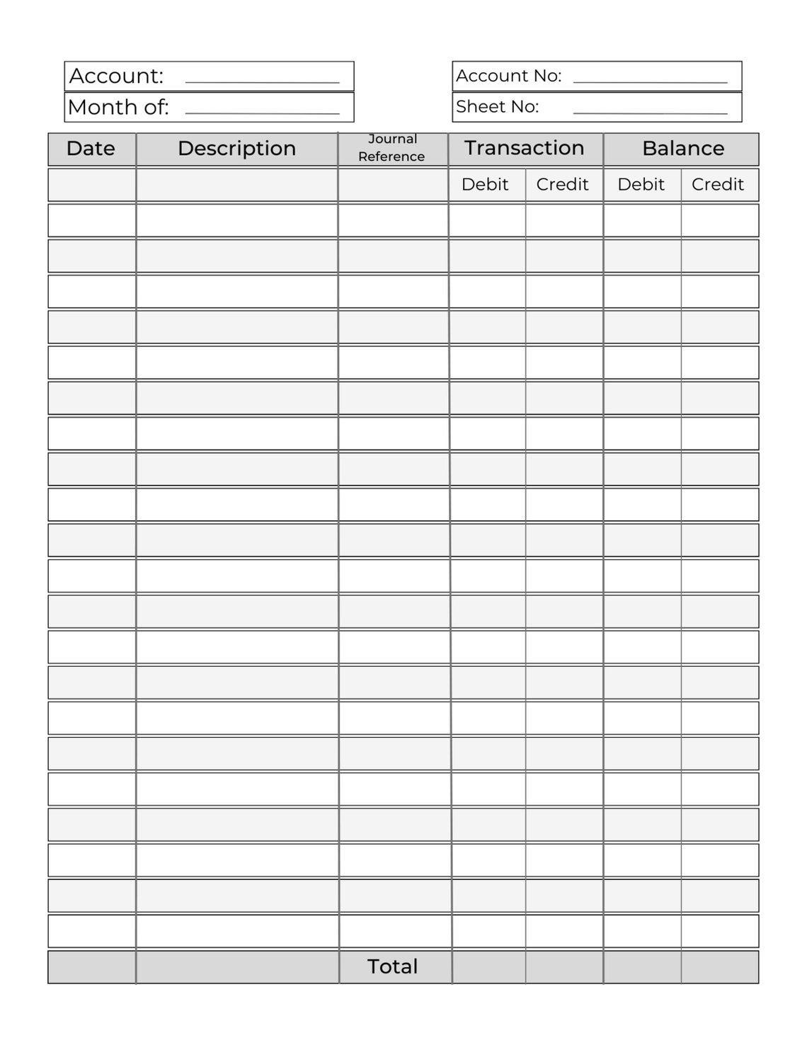 Digital Fillable Printable Accounting Ledger General Ledger And Journal