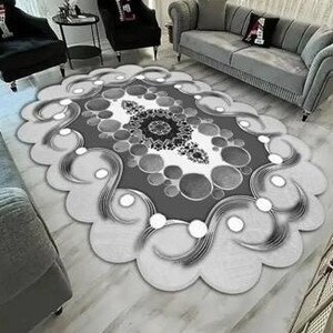 Silver With Gray Rug, Silver Luxury Rug, for Living Room and Bedroom ...