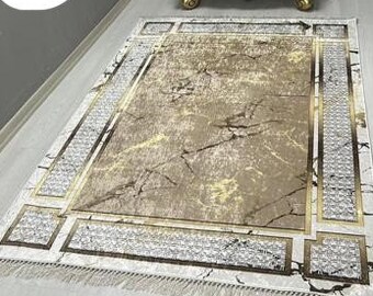 Black and Gold Rug, Rugs for Living Room and Bedroom, Washable Rug, Non ...