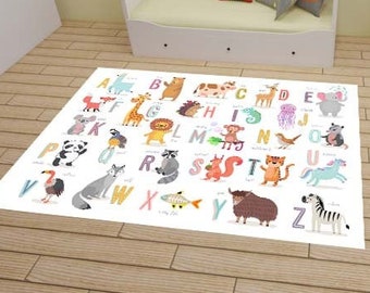 Alphabet Animals Rug - Etsy