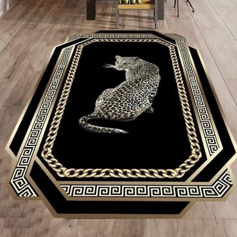 Gold Leopard Rug - Etsy UK