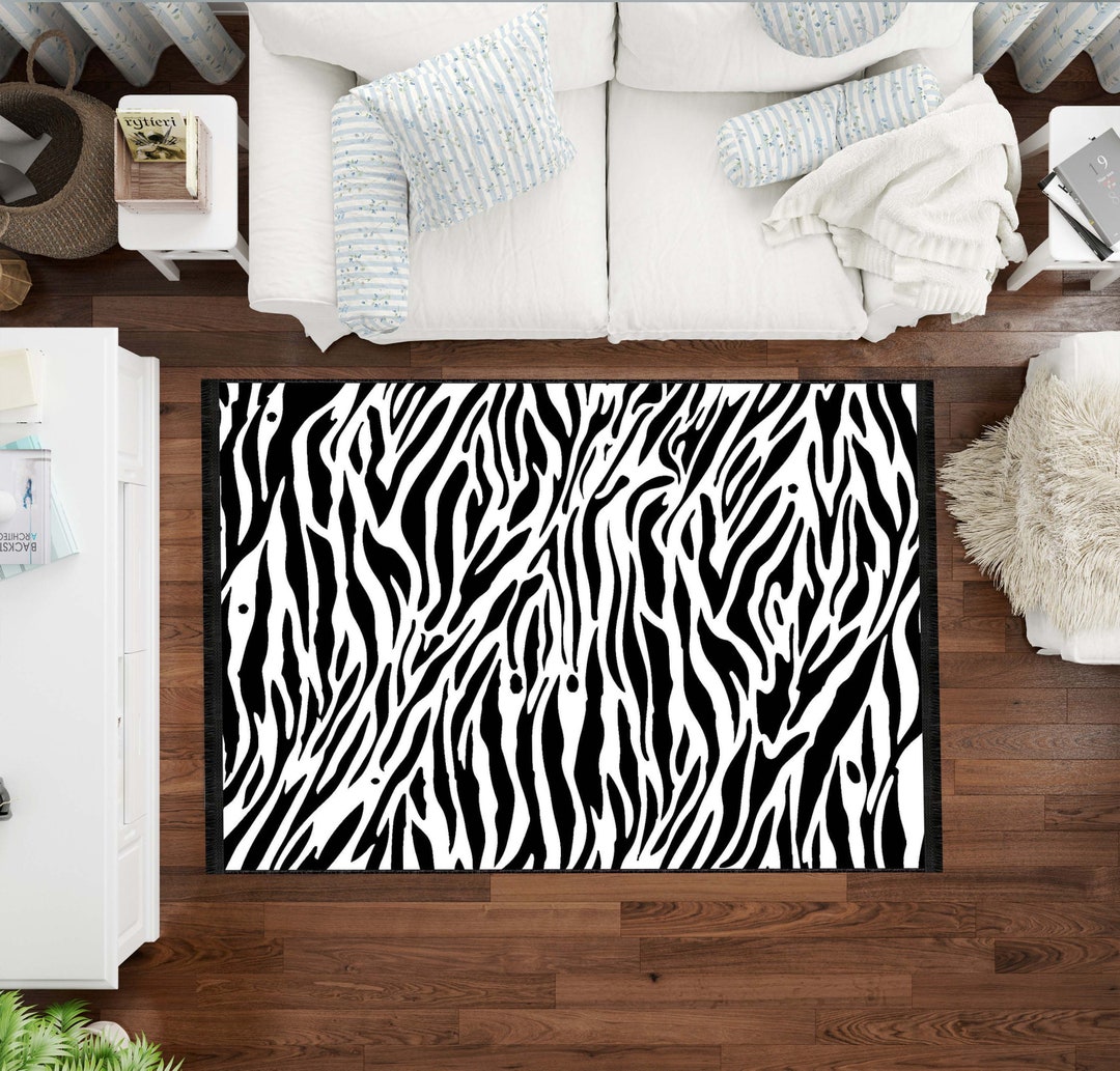 Zebra Pattern Rug, Black White Zebra Rug, Rugs for Living Room and ...