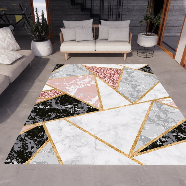 Pink and Black Rug - Etsy