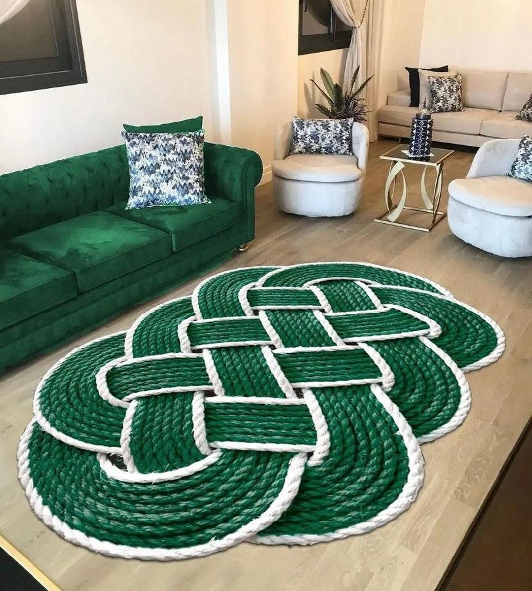 Green Wicker Model Rug, Green Digital Print Rug, Washable Area Rugs ...
