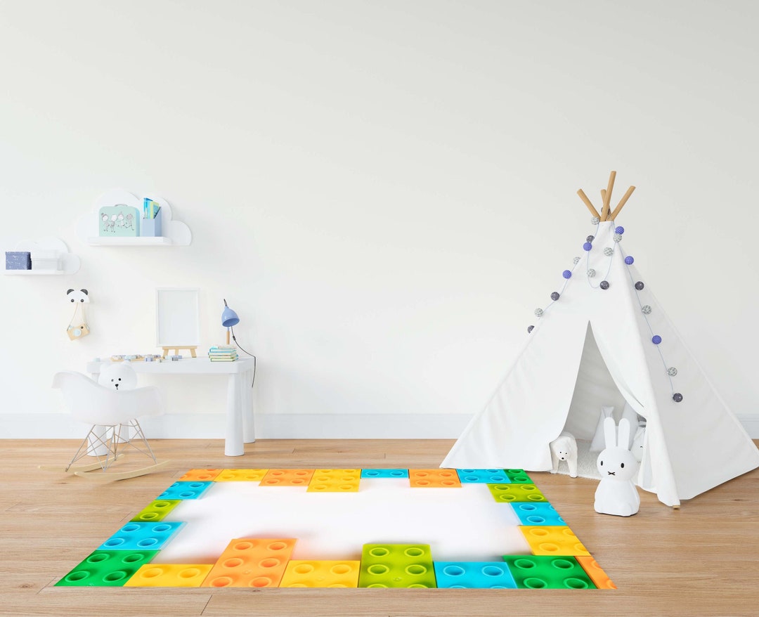 Colorfull Lego Pattern Kids Rug, Personalized Rug, Rugs for Kids Room ...