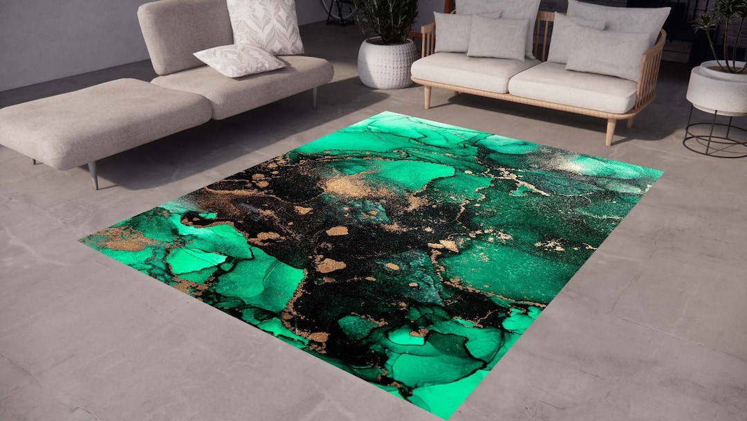 Emerald Green Marble Rug Green Black Marble Rug Rugs for - Etsy