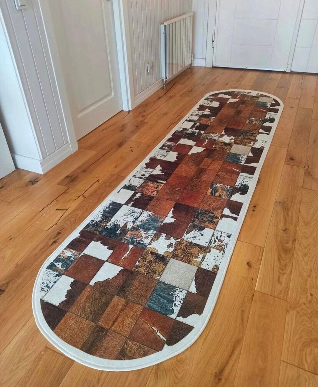 Cowhide Pattern Rug, Brown Orange Rug, Rugs for Living Room and Bedroom ...