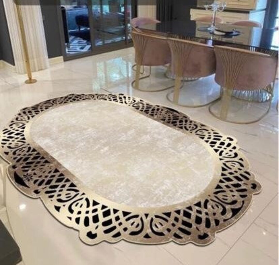 Golden Striped Beige Rug, Beige Gold Rug, Washable Area Rugs, Rugs for ...