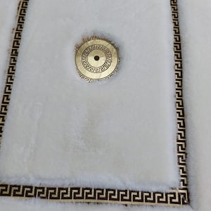 White Fur Carpet, White With Golden Fur Rug, Shaggy and Leather Carpet ...