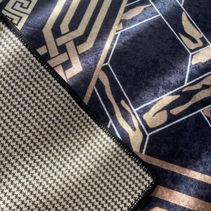 Golden Striped Black Rug, Gold Luxury Rug, for Living Room and Bedroom ...