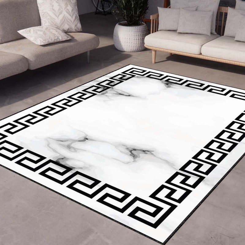 Black and White Rug - Etsy