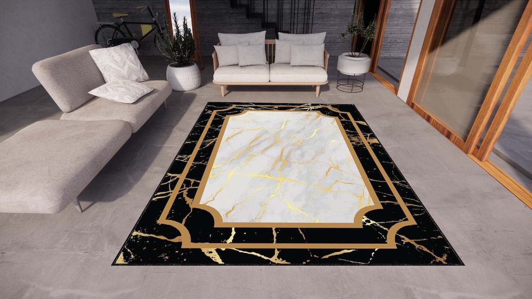 Brown Striped Beige Marble Rug, Rugs for Living Room and Bedroom ...