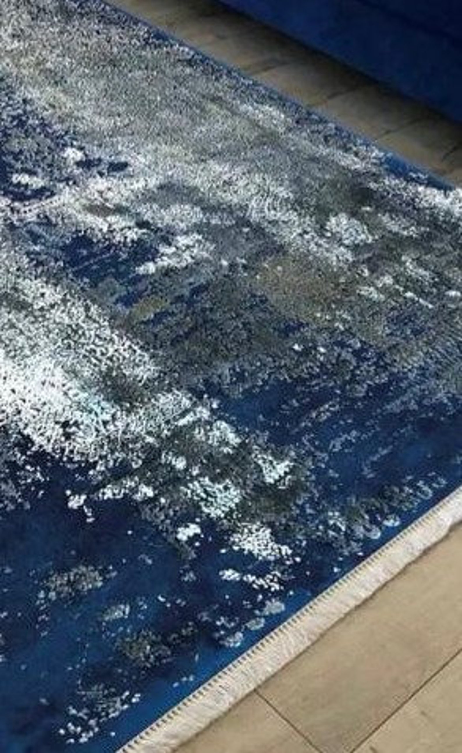 Dark Blue Abstract Rug Navy With Gray Rug Rugs for Living - Etsy