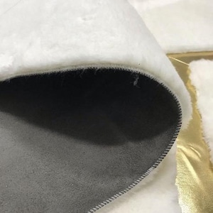 White With Golden Fur Rug, Golden Leather Striped Rug, Shaggy and ...