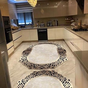 Golden Striped Beige Rug, Beige Gold Rug, Washable Area Rugs, Rugs for ...