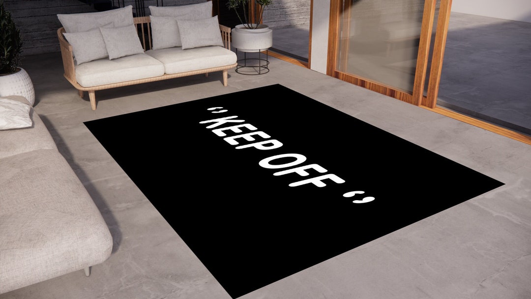 Keep off Rug, Shoes off Rug, Custom Rug, Designer Rug, Black With White ...