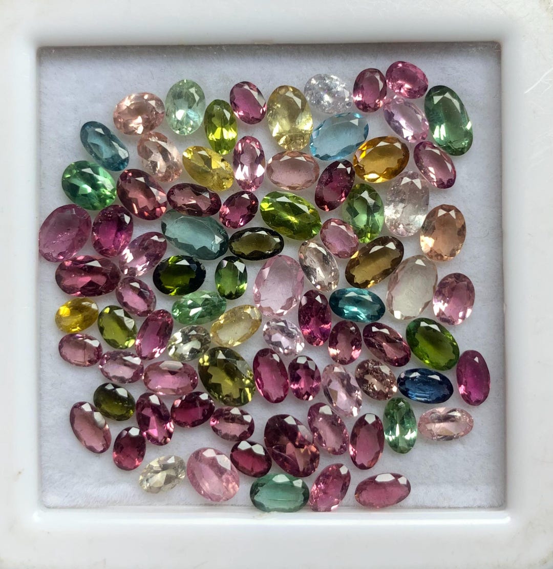 AAA Rainbow Tourmaline Gemstone: Oval Faceted Loose Stone for Jewelry ...
