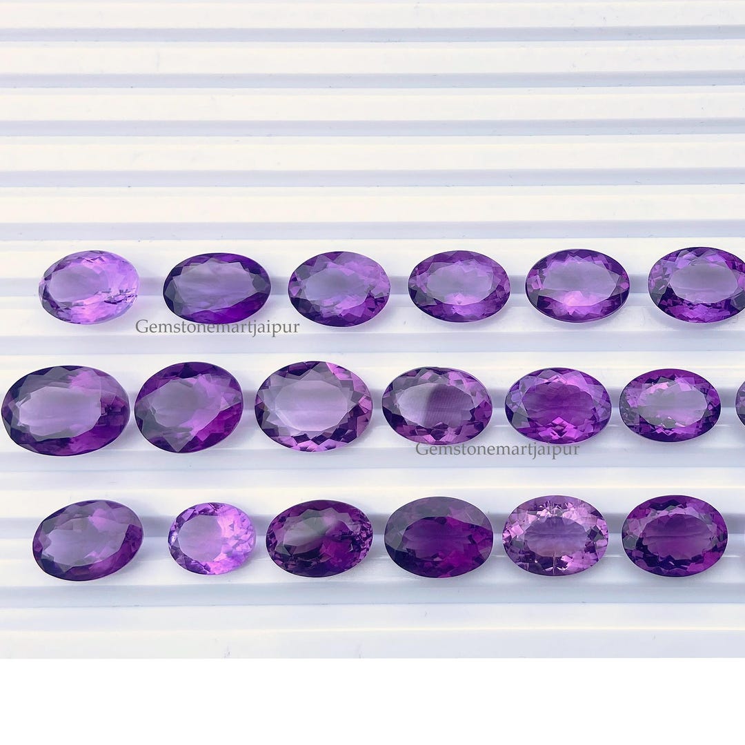Natural Amethyst Oval Shape Faceted Cut Loose Certified Gemstone ...
