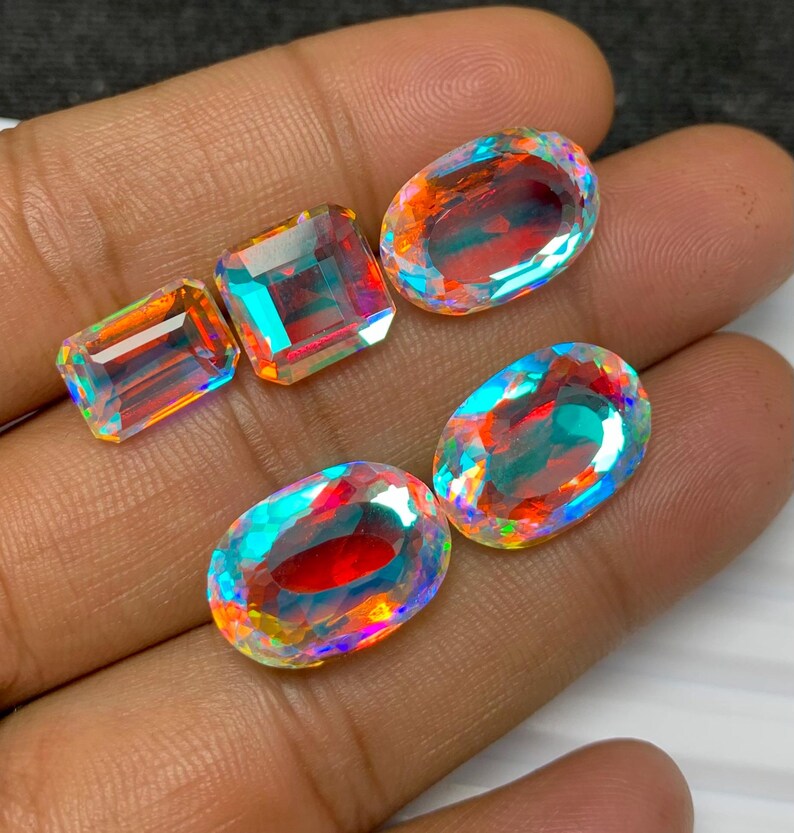 Faceted Mystic Quartz Gemstone: Rainbow Topaz Loose Gems - Etsy