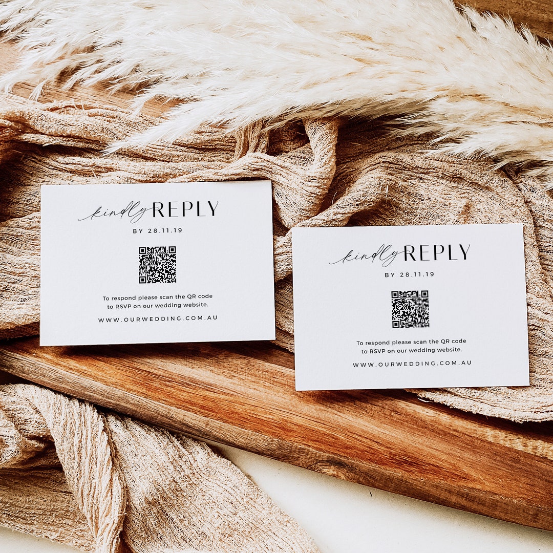 QR Code Response Card, RSVP Online, Modern Wedding Reply Card ...