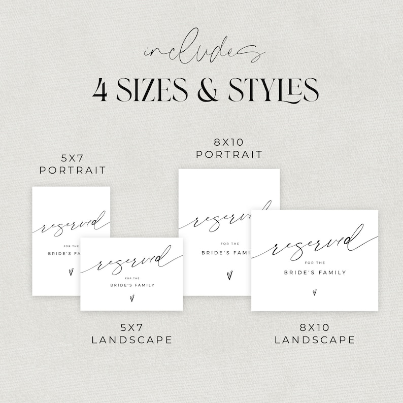 Modern Reserved Signs Template Wedding Reserved Cards - Etsy