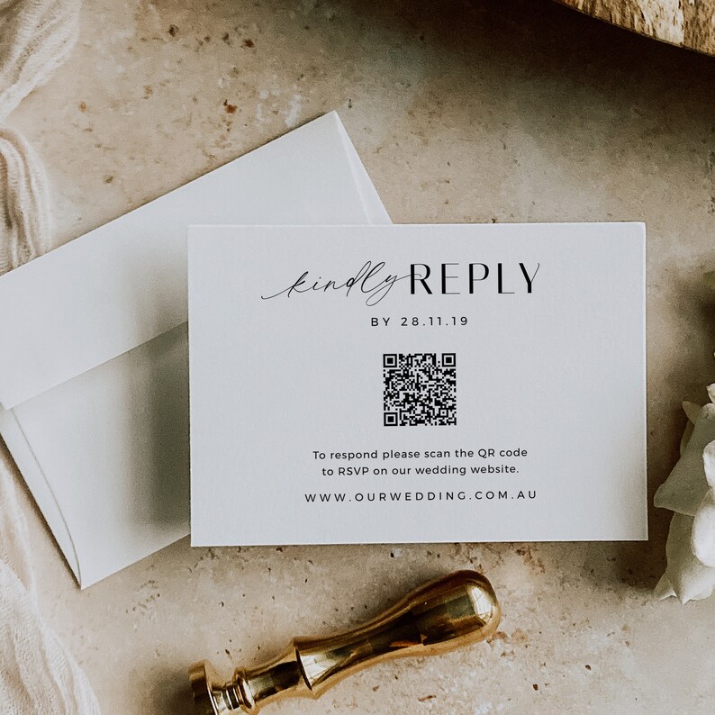 QR Code Response Card, RSVP Online, Modern Wedding Reply Card ...