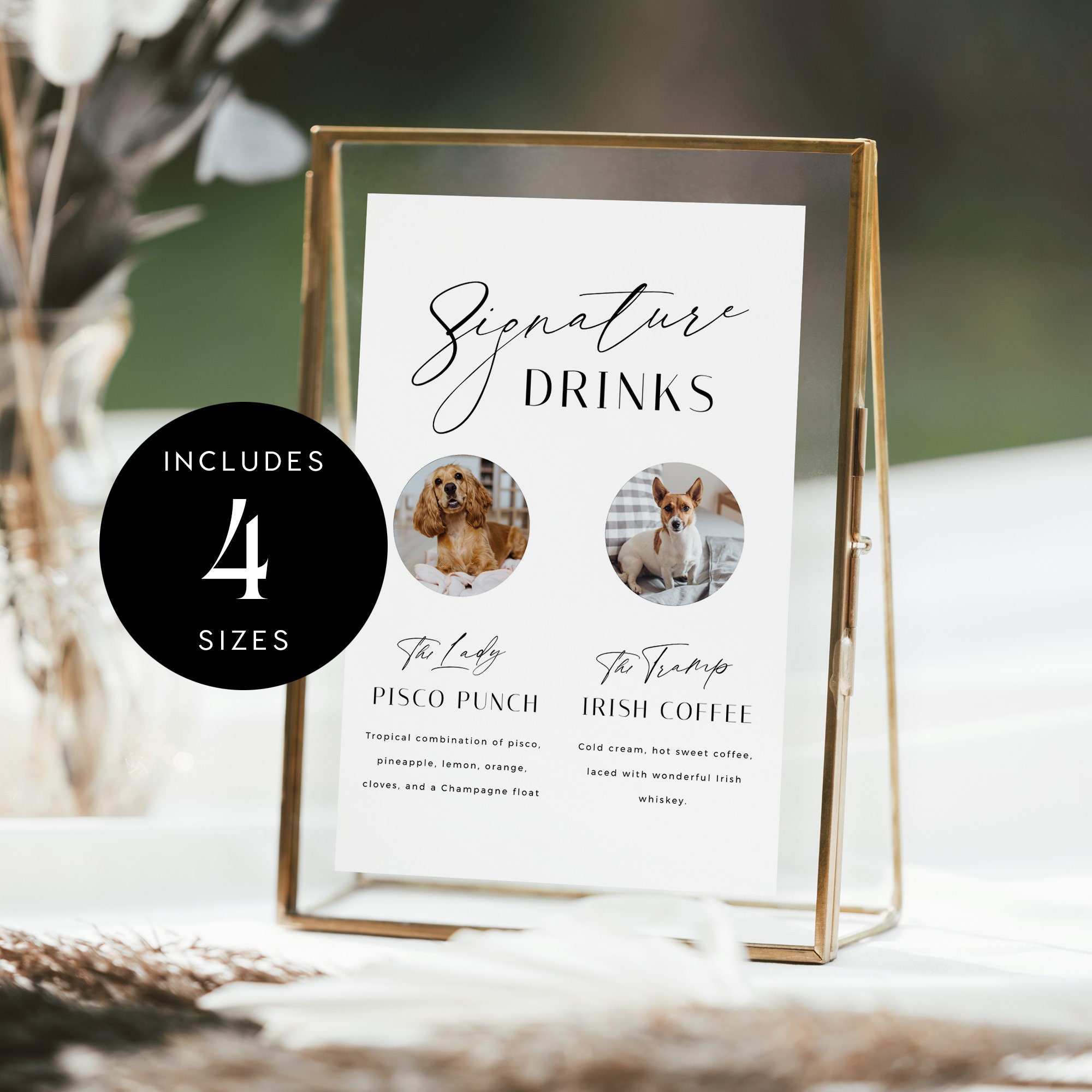 Minimalist Dog Signature Drink Sign Pet Signature Cocktail - Etsy