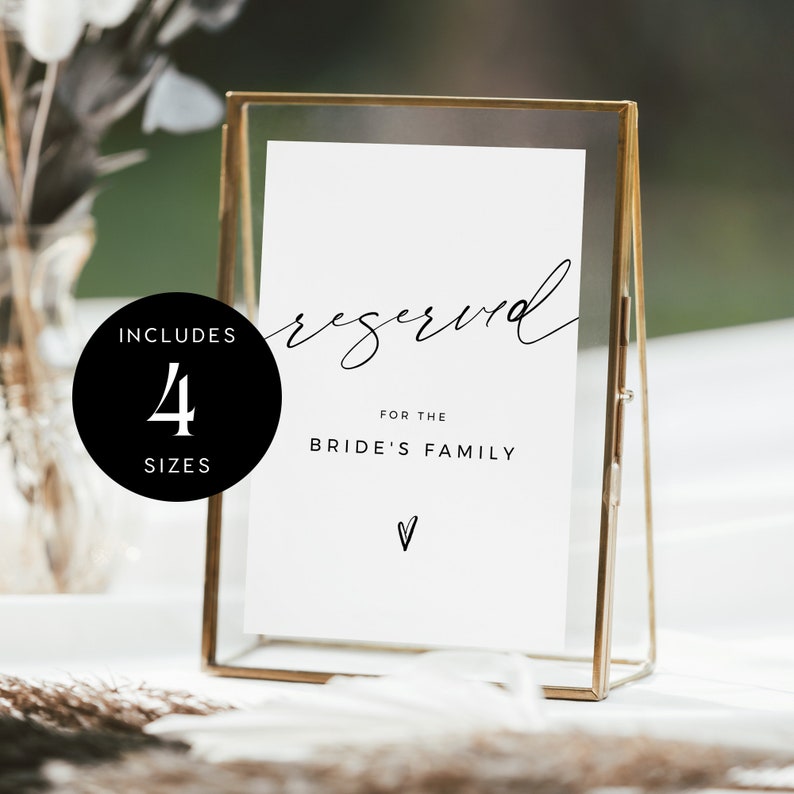Landscape Reserved Signs Template Wedding Reserved Cards - Etsy