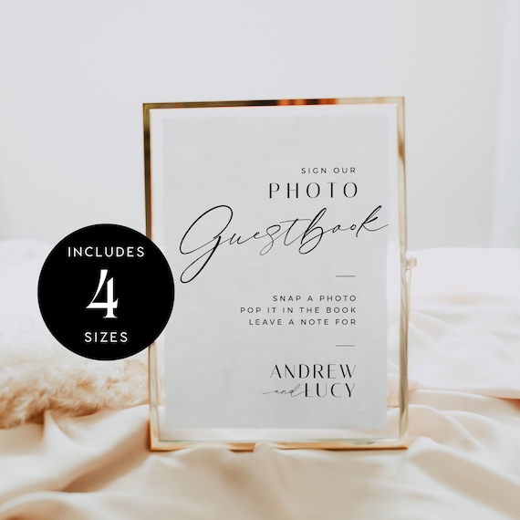 Photo Guestbook Sign Template Modern Script Minimalist - Etsy