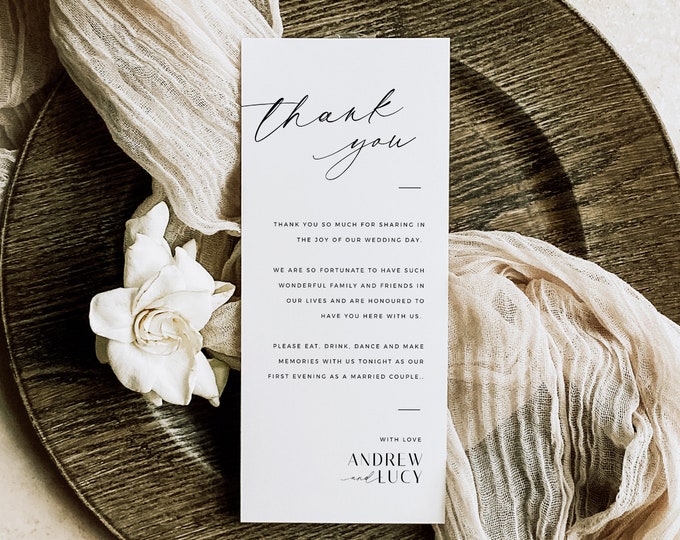 Printed Wedding Reception Thank You Card Personalized Thank You Card ...