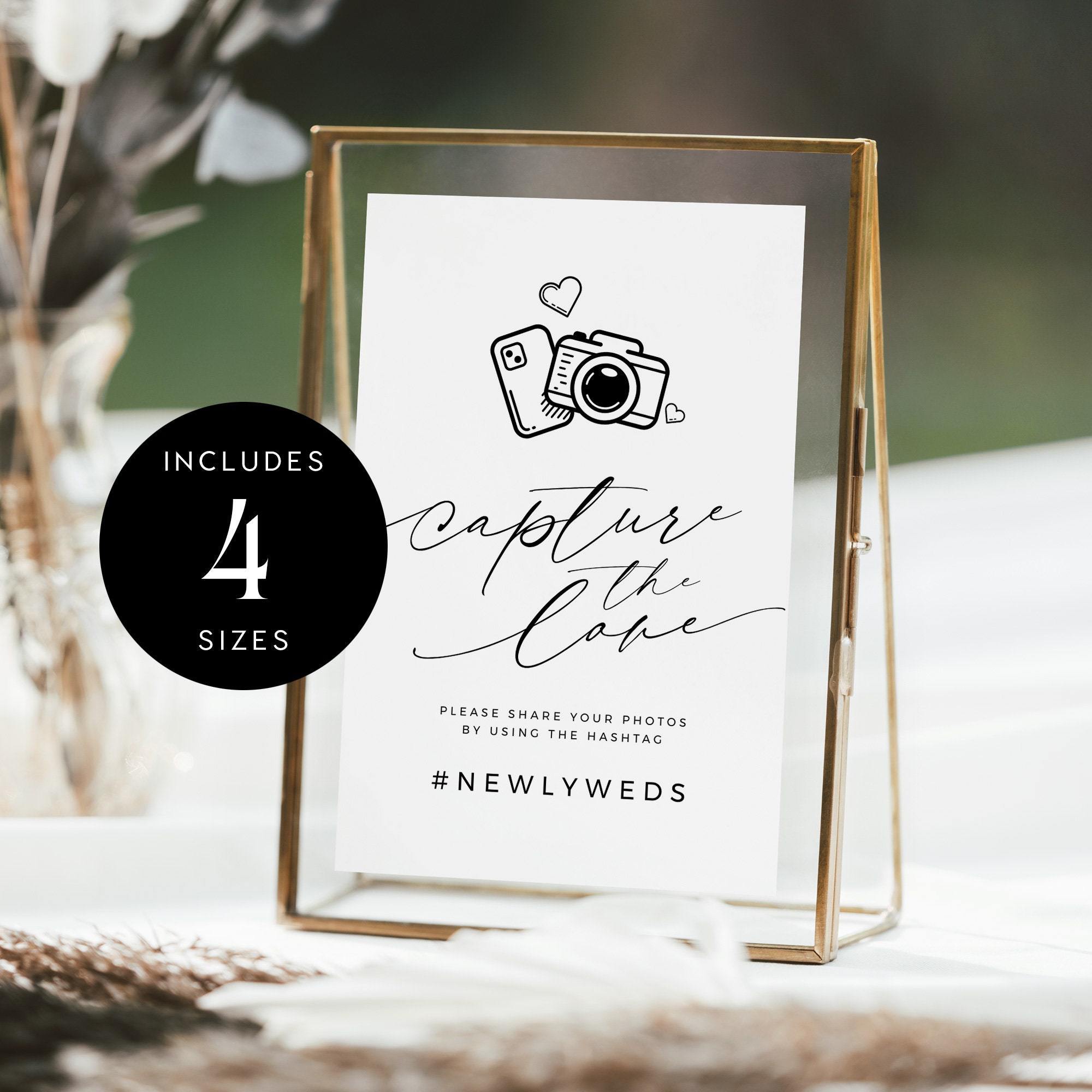 Minimalist Wedding Hashtag Sign Template Modern Wedding Photo - Etsy