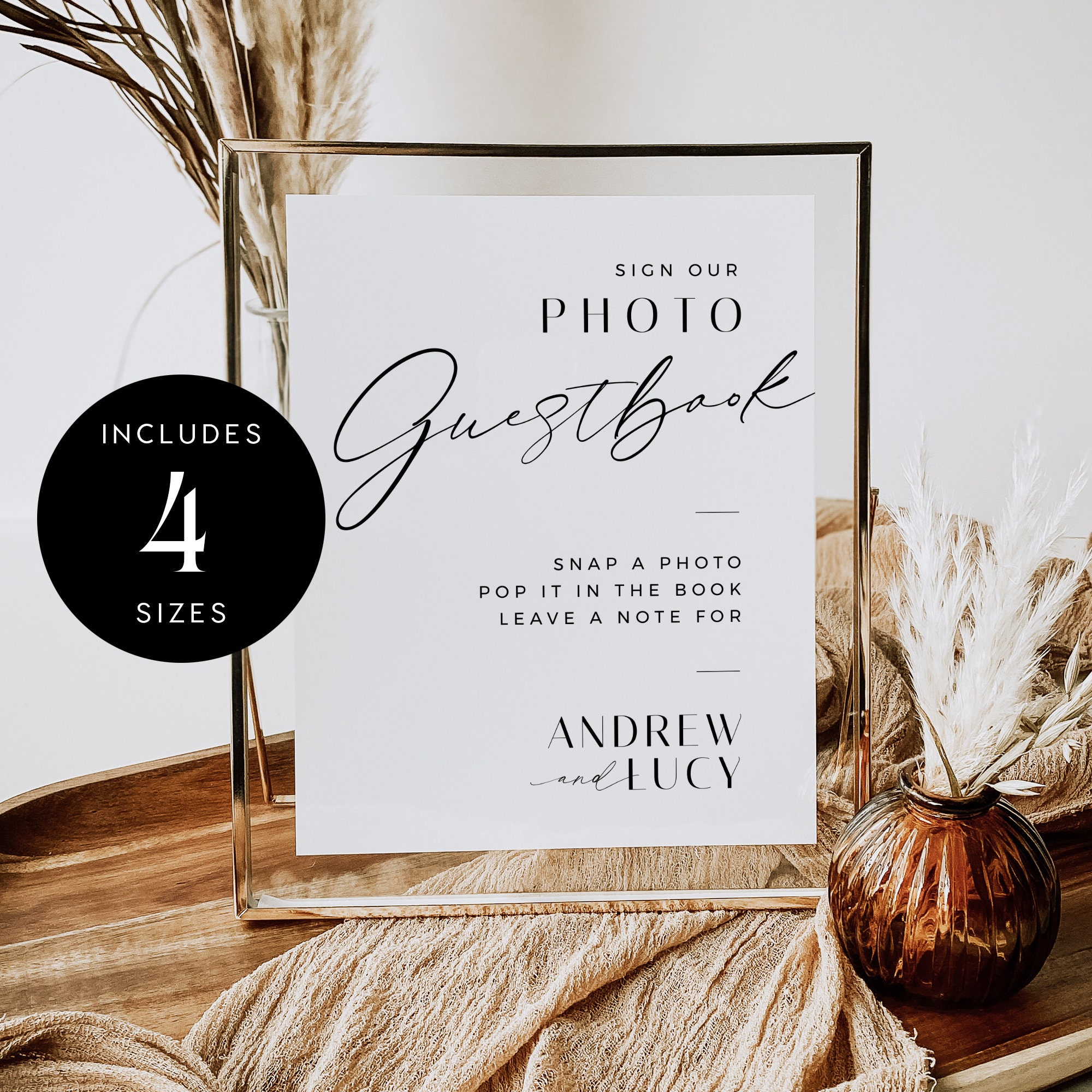 Photo Guestbook Sign Template Modern Script Minimalist - Etsy