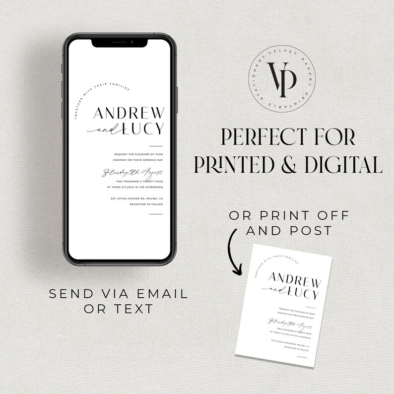 Printable Wedding Invitation With Qr Code Minimal Wedding - Etsy