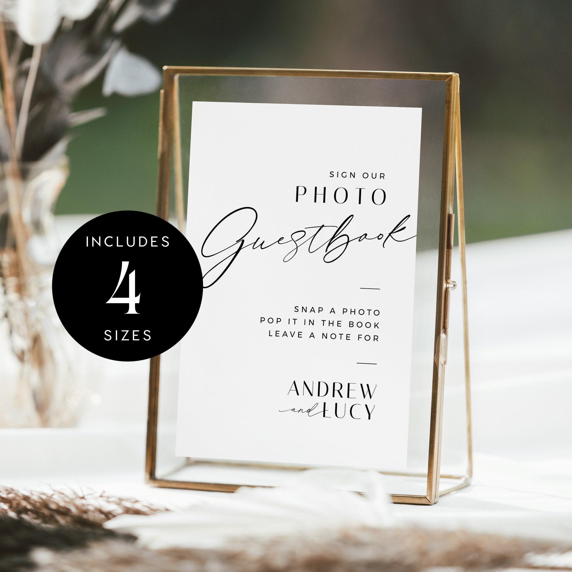 Photo Guestbook Sign Template Modern Script Minimalist - Etsy