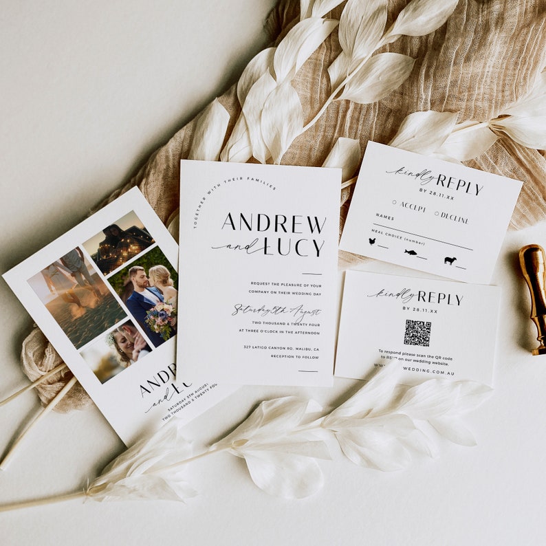 Wedding Invitation QR Code Rsvp Minimalist Wedding Invite - Etsy