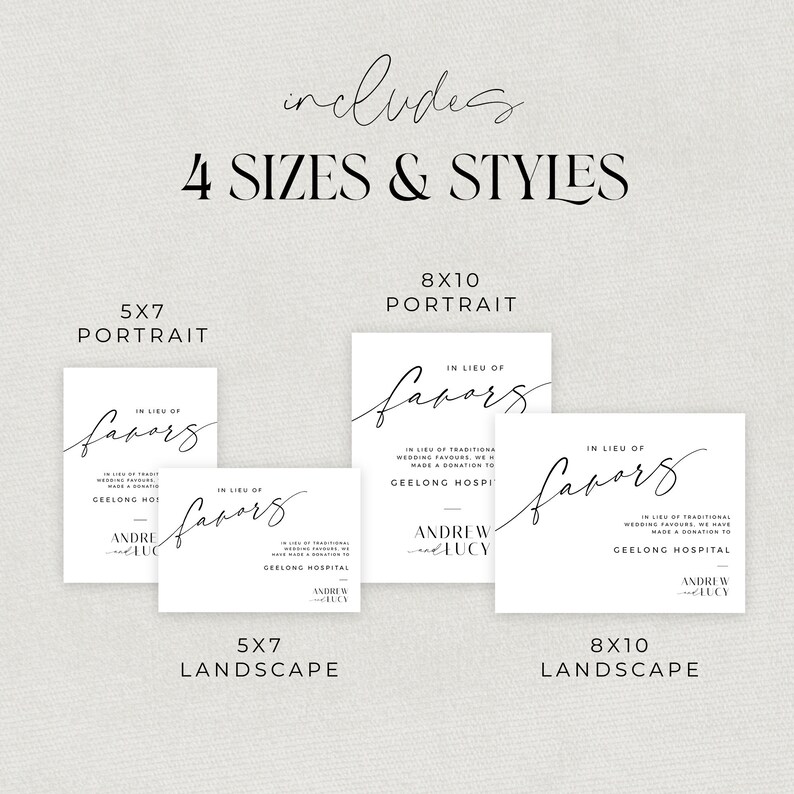 In Lieu of Favors Sign Template Minimalist Favors Sign in - Etsy