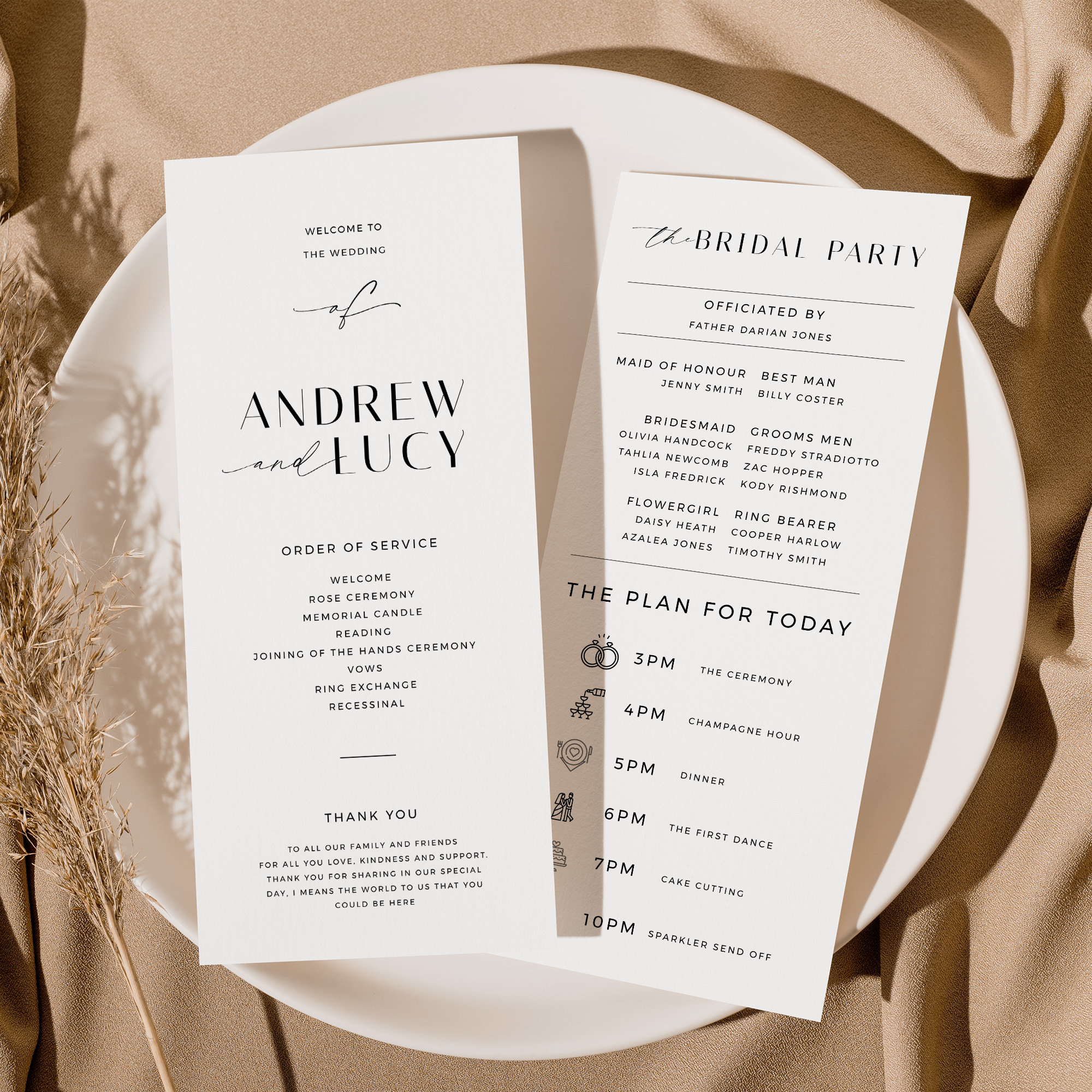 Minimalist Wedding Program Template 3.75x9 Slim - Etsy
